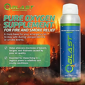 O2 Blast - Pure Oxygen Supplement - Supports Fast Recovery, Increase Stamina, & Enhanced Focus for High Altitude & Action Sports, Flip-Top Cap - 4 Liter Portable Canned Oxygen - 4 Pack