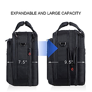 KROSER Laptop Bag Expandable Laptop Briefcase Fits Up to 17.3 Inch Laptop Water-Repellent Shoulder Messenger Bag Computer Bag for Travel/Business/Men/Women-Black