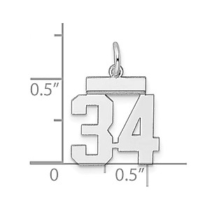 FB JEWELS Sterling Silver Small Polished Number 34