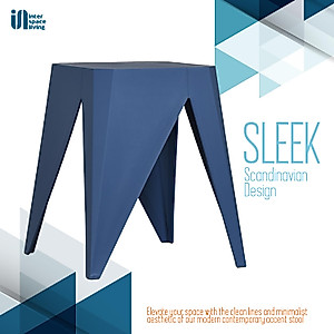 ISL Furnishings Zuho Stackable Stools, Set of 4 – Durable Plastic Stacking Chairs – Stack Stool Chair for Outdoor, Dining, Classroom, Kitchen, Counter, Flexible Seating, Space-Saver(Grey Blue)