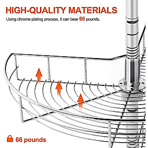 Atposh 28" Kidney Chrome Lazy Susans Kitchen Corner Cabinet Organizer (Not Cabinet Door) 270° 2 Shelf Rotating Storage Rack (28 Inch)