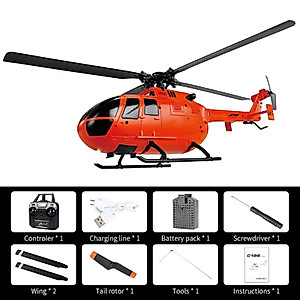 GoolRC C186 Remote Control Helicopter Remote Control Drone Single Propeller Without Ailerons 6-axis Gyro Stabilization Remote Control Airplane Altitude Hold Girls Adults Orange