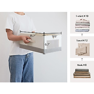 LoforHoney Home Closet Storage Bins with Clear Window, Foldalble Storage Baskets for Shelves with Handles, Fabric Storage Bins for Clothes, Shelf Baskets for Organizing, Beige & Gray, 2-Pack