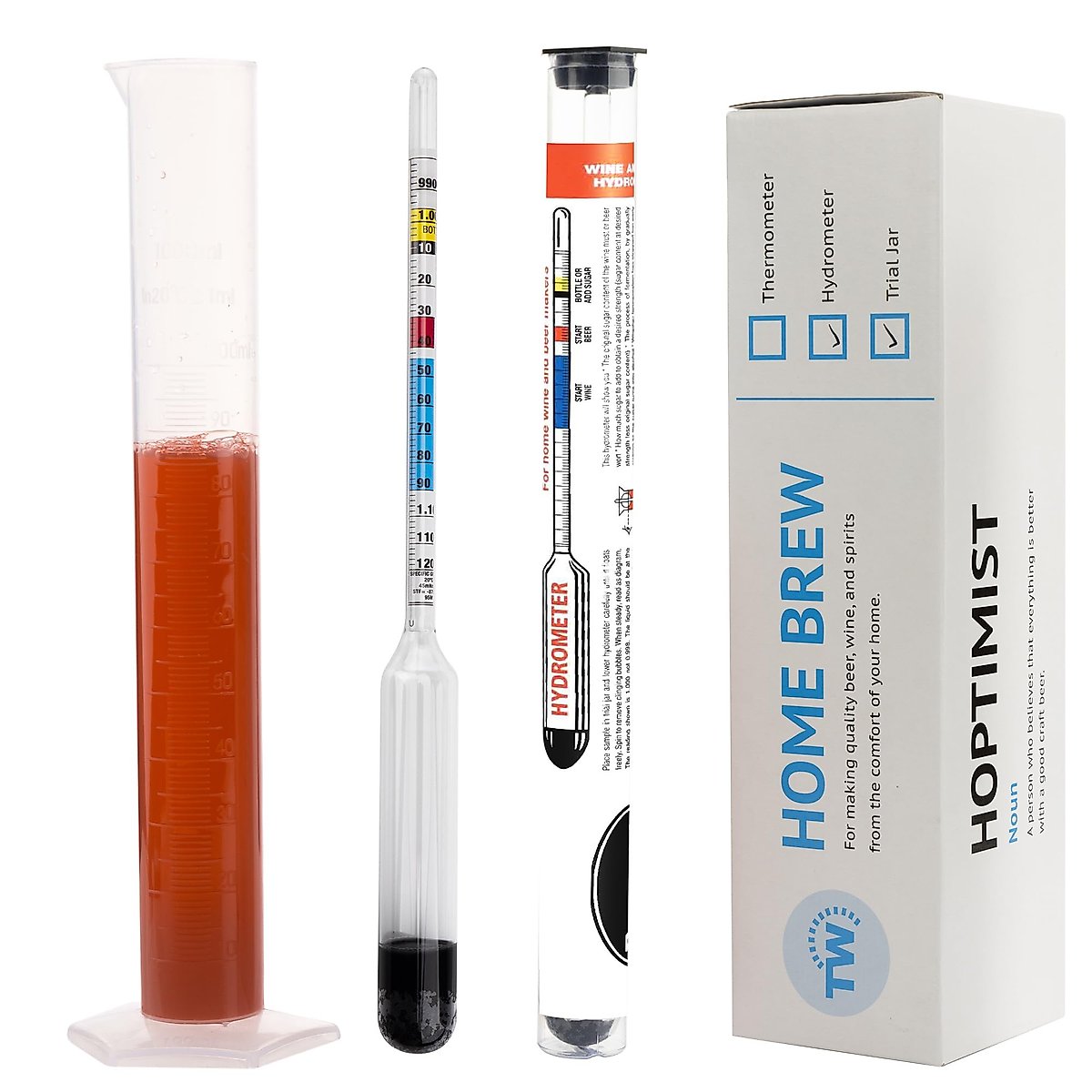 Hydrometer for Wine Making with 100 MM Hydrometer Alcohol Test Jar - Specific Gravity Hydrometer for Wine and Beer Making Testing Kit and Brewing Your Own Homebrew