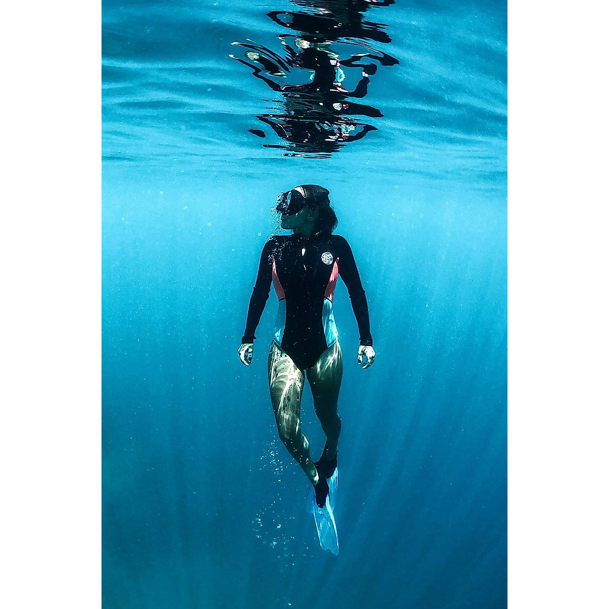 AXESEA Women's Wetsuit One Piece Shorty Wetsuit Eco Friendly Thermal Long Sleeve Front Zipper Diving Suit