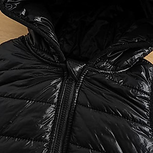 LOPJGH Toddler Baby Boys Girls Jacket Coats Bear Ears Hooded Solid Color Puffer Warm Down Coat Winter Outerwear (Black Vest, 5-6 years)