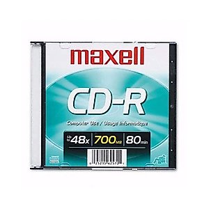 MAXELL 648201 CD-R Disc - 700MB-80min - 48x - w-Slim Jewel Case - Silver - Pack of -10