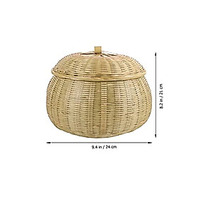 GANAZONO Bamboo Pumpkin Basket picnic basket food serving basket veggie basket go chess bowl fruit storage bowl toilet tank basket woven fruit basket Bamboo weaving storage rack to weave
