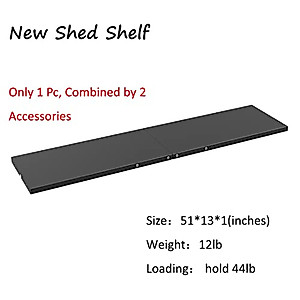 Mrosaa 1-Piece Black Metal Laminate Shelf, 51”*13”*1 Large 38cu.f Horizontal Storage Sheds, Easy Assembly (Suitable for 38cu.ft Shed)