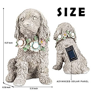 Ovewios Garden Statue Dog Memorial Gifts - Yard Art Decoration with Solar LED Lights Waterproof Resin Garden Figurine Decor for Outdoor Patio Yard Lawn Ornament