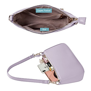 NIUEIMEE ZHOU Shoulder Bag for Women Retro Vegan Leather Classic Clutch Tote HandBags Purses with Zipper Closure (Purple)