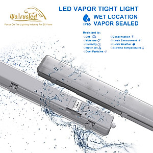4FT Tri-Level Sensor LED Vapor Tight Emergency Light, Battery Backup, IP65 IK08, 20W(2500lm)/40W(5000lm) Selectable, 5000K, Dimmable, Outdoor Waterproof Shop Light, Vapor Proof Lighting Fixture, FCC