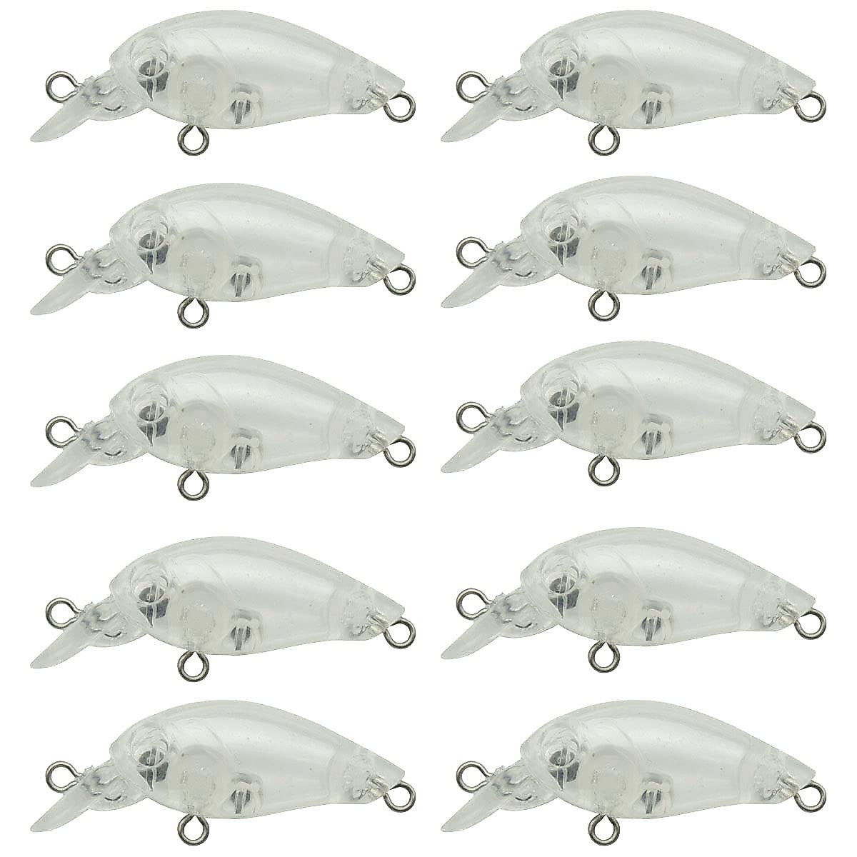 10PCS Unpainted Lure Blanks 3.13g 4.6cm with 5mm Free Fishing Eye Crankbait Simulation Blank Body Clear Hard Baits Trout Salmon Minnow Lure Popper Lures Topwater Freshwater 5mm 8154
