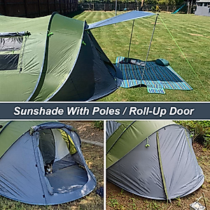 6 Person Easy Pop Up Tents for Camping - AYAMAYA Double Layer Waterproof Instant Tent with Vestibule & Porch, Large Size Family Automatic Setup 4-6 People Hiking (Poles Included)