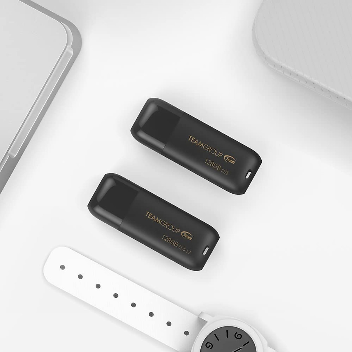 TEAMGROUP C175 256GB 2 Pack USB 3.2 Gen 1 (USB 3.1/3.0) Read 100MB/s Flash Thumb Drive, External Data Storage Memory Stick Compatible with Computer/Laptop Matte Black TC1753256GB22