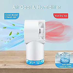 GeMitSee Personal Air Cooler, Portable Evaporative Conditioner with 3 Speeds, Mini Air Fan with USB for Home, Bedroom Room, Office, Dorm, Car, Camping Tent, Blue