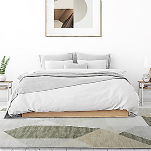 HOMBYS 10x14 Modern Area Rug for Living Room Bedroom, Large Geometric Floor Carpet for Indoor Office Dining Room, Abstract Home Deco Non-Shedding, Yellow Khaki, Machine Washable