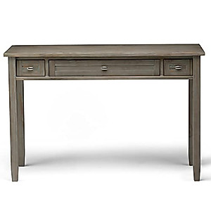 SIMPLIHOME Warm Shaker SOLID WOOD Rustic Modern 48 inch Wide Home Office Desk, Writing Table, Workstation, Study Table Furniture in Distressed Grey with 2 Drawers