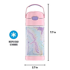 THERMOS FUNTAINER 12 Ounce Stainless Steel Vacuum Insulated Kids Straw Bottle, Dreamy