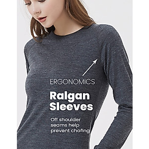 Iguana Womens 100% Merino Wool Base Layer Sets for Ski Lightweight Thermal Underwear Heather Grey