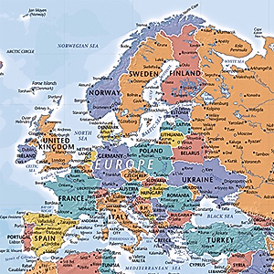 Push Pin Travel Maps Canvas - Personalized Blue Oceans World with Rustic Black Frame