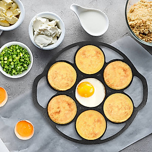 PROKITCHEN Cast Iron Muffin Tin,Cast Iron Cupcake Pan for Baking Biscuits, 7 part - bonus 2 Mini Oven Gloves