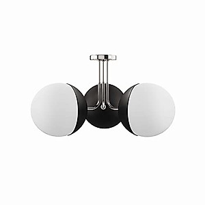 Modway Stellar 3-Light Semi-Flush Ceiling Light in Opal Polished Nickel