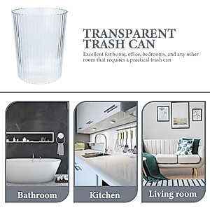 LIFKOME Plastic Waste Basket, Clear Round Trash Can Small Wastebasket Garbage Container Bin for Bathroom, Bedroom, Kitchen, Home, Office