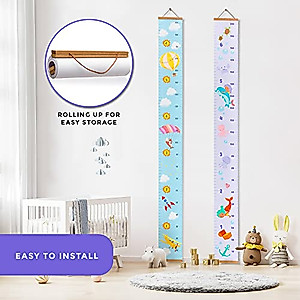 RubyRoo Baby Growth Chart - Growth Chart for Kids - Nursery or Toddler Room Wall Decor for Girl - Removable Roll Up Canvas Children Height Measure Chart with Wood Frame - 7.9" x 79" Seaworld Theme