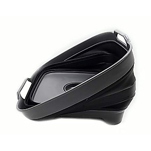 SAMMART 10L (2.64 gallon) Collapsible Dishpan with Draining Plug - Foldable Washing Basin - Portable Dish Washing Tub - Space Saving Kitchen Storage Tray (1, Grey/Black)