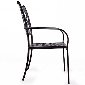 CEMYT Cast Aluminum Chairs Outdoor Dining Chairs with Armrest Patio Bistro Chairs for Porch Garden Backyard Balcony, Set of 2