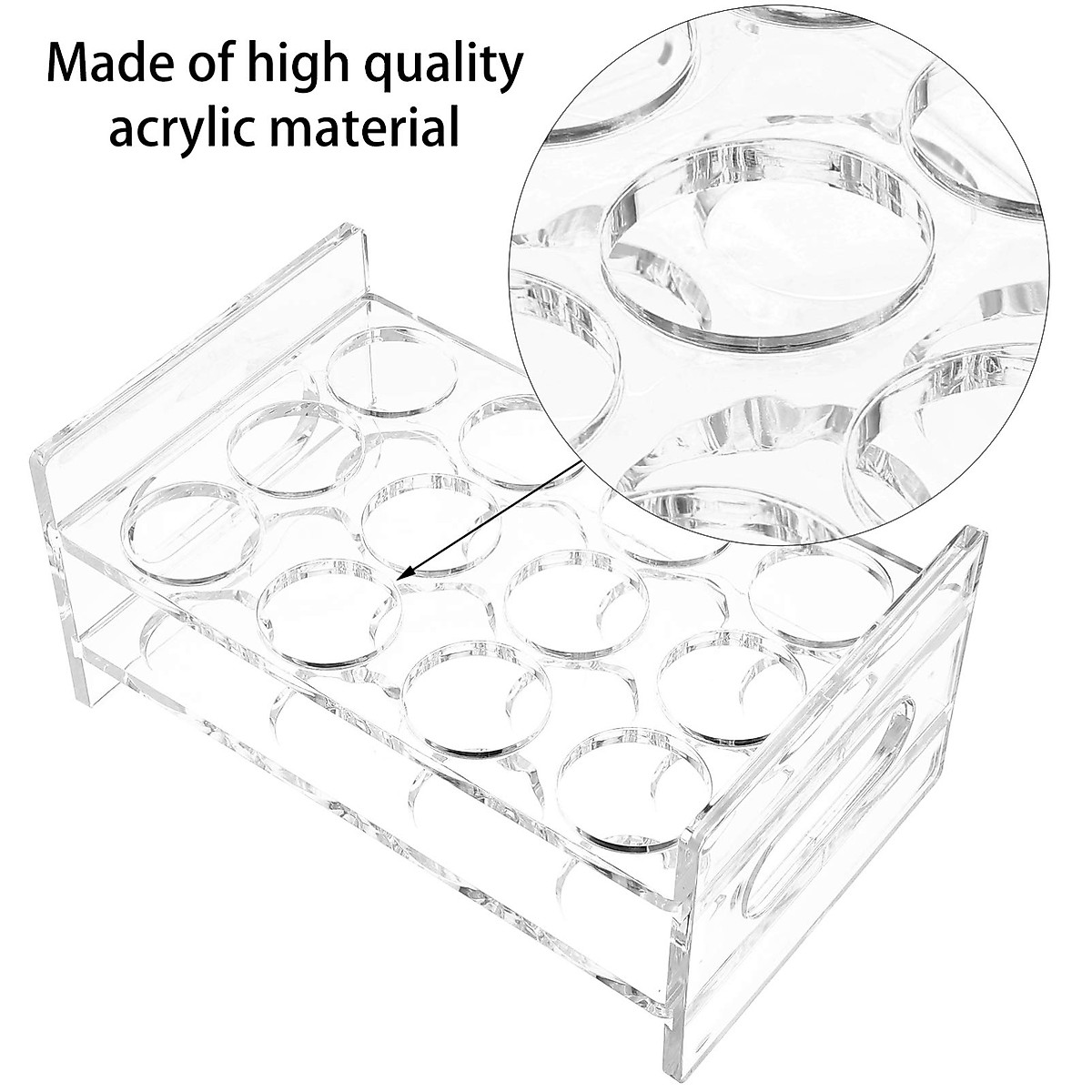 Beaupretty Shot Glasses Storage Organizer Acrylic Shot Glass Holder, Acrylic Shot Glass Stand/Rack/Display/Serving Tray for Bar,Pub,Party (3 Rows * 4 Hole Circle)