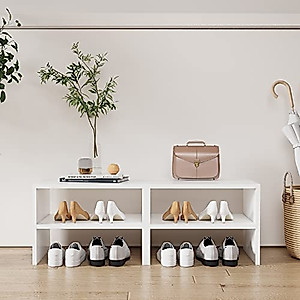 WAHEY Shoes Rack, Stackable 2 Shelf Wood Closet Organizer Unit, FSSR001