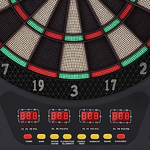 Biange Electronic Dart Board, Digital Soft Tip Dart Boards, Dartboard Set 13.5” Target Area, 27 Games and 243 Variants with 12PCS 18g Darts, 4 LED Displays, 100 Tips, Flights, Support 16 Players