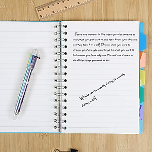 Kesoto A5 Lined Notebook with Multicolored Pen Wire Spiral Subject Notebook Journal with 5 Divider Tabs & 6 Color Retractable Ballpoint Pen, 240 Pages, Blue