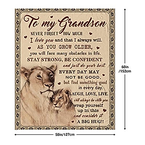 Muxuten Grandson Gifts Blanket - Grandson Gifts from Grandma - Gifts for Grandson - Grandson Gifts from Grandpa/Nana - Grandson Birthday Gift - Graduation Party Gift Ideas Decor Throw Blankets 60"X50"