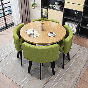 PAKMEZ Reception Table and Chair Combination, Negotiation Table Sales Office Shops Meetings Small Round Tables, Business Conference Room Coffee Table, Suitable for Lounge (Color : Green)