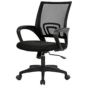 BestOffice Ergonomic Desk Mid-Back Mesh Computer Lumbar Support Comfortable Executive Adjustable Rolling Swivel Task Chair with Armrests(Black)