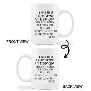 kunlisa Best Stepmom Gift Mug Cup,I Would Fight a Bear for You Stepmom Ceramic Mug-11oz Coffee Milk Tea Mug Cup,Stepmom Stepmother Mother-in-Law Birthday Mother's Day Gifts from Stepdaughter Stepson