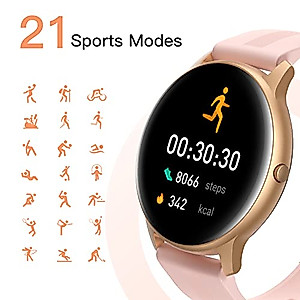 AGPTEK Smart Watches for Women, 5ATM Waterproof Swimming Smartwatch for iPhone Android Phones, Fitness Tracker Watch Support Heart Rate Monitor Pedometer Sleep Monitor, LW11 Pro