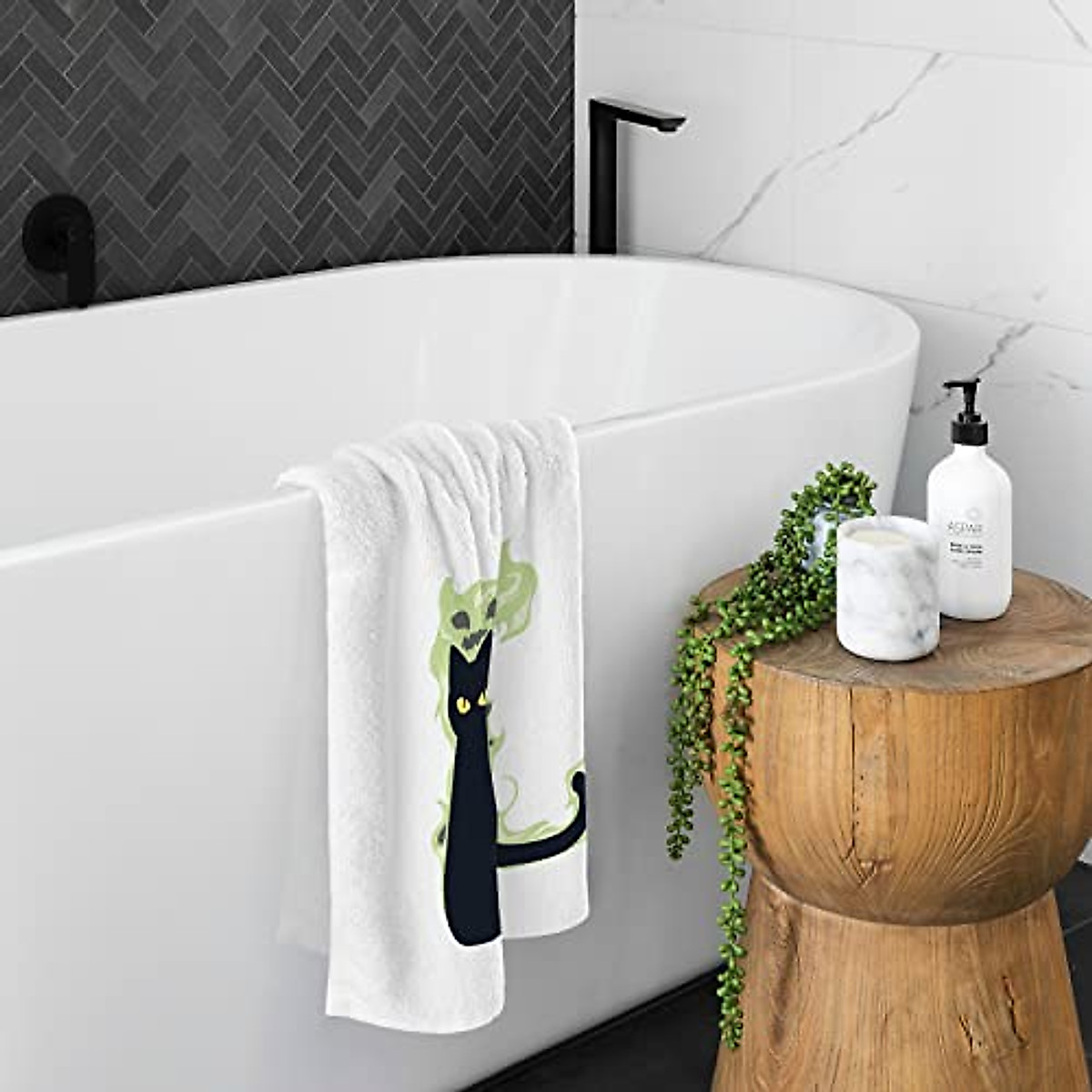 Funny Halloween Hand Towels for Bathroom Decorative White Cotton Hand Towel Set 2 Pack Monogrammed L