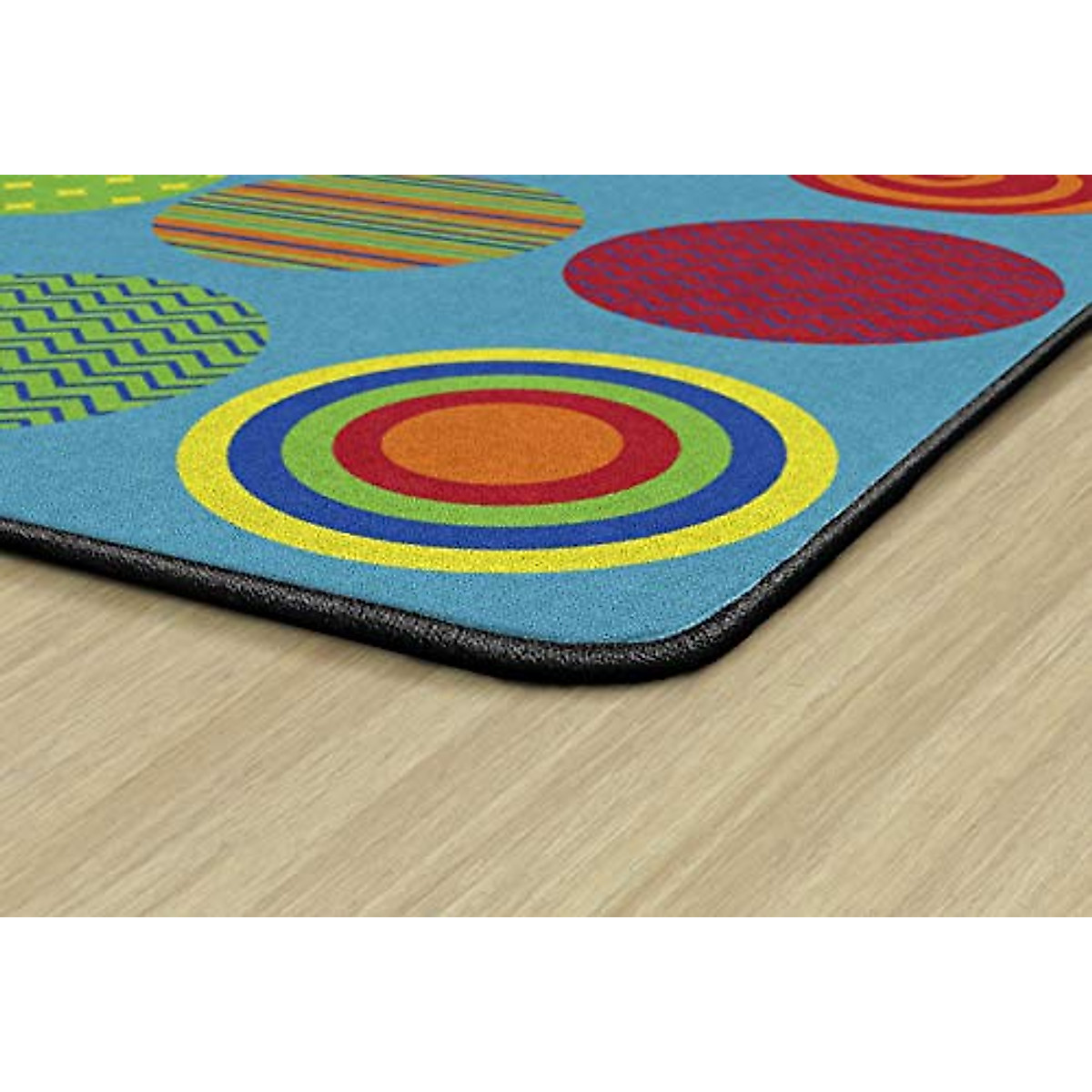 Flagship Carpets Patterned Circles Colorful Multicolor Seating Carpet for a Gathering Place, Children's Classroom Rug or Kids Educational Area, 6' x 8'4", Seats 24, Rectangle