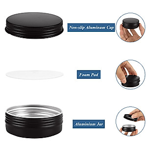 LDXDRU 50 Pack 2oz Metal Tin Cans, Tin Containers With Lids, Round Small Tins with Lids for Candles Salve Cosmetic Lip Balm Candies Food Storage, Black