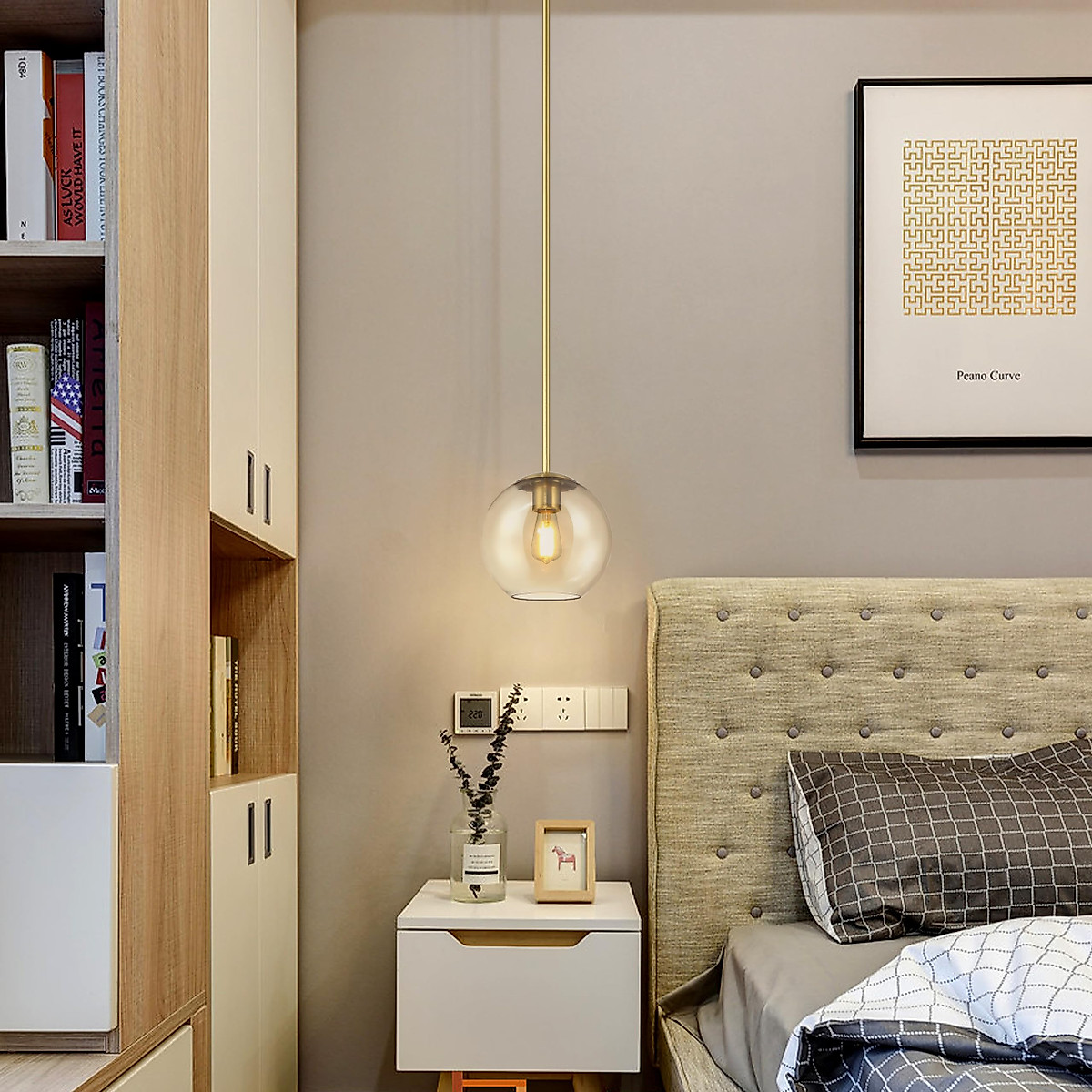 1 Light 8" Glass Kitchen Island Mini Semi Flush Mount Ceiling Light,Chandelier Ancient Amber Glass Shade Chrome Finish for Living Room Dining Room Bedroom Over Sink