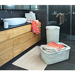 Curver 708 Off White Faux Rattan Laundry & Washing Basket 45L
