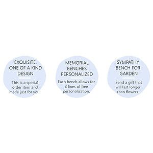 The Comfort Company Garden Memorial Bench, Personalized, Concrete, Engraved, Cast Stone, Outdoor, Weatherproof, Year-Round, Cement, Sympathy, Grieving, Loss, Loved One, USA Made