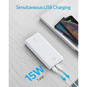 Anker Portable Charger, Power Bank, 20,000mAh Battery Pack with PowerIQ Technology and USB-C (Recharging Only) for iPhone 15/15 Plus/15 Pro/15 Pro Max, iPhone 14/13/12 Series, Samsung Galaxy (White)
