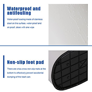 HHS 13 Gallon (50L) Trash Can Stainless Steel Motion Sensor Kitchen Garbage Can with Lid Fingerprint Proof Touch Free High-Capacity Rubbish Bin for Home Kitchen and Office, White…