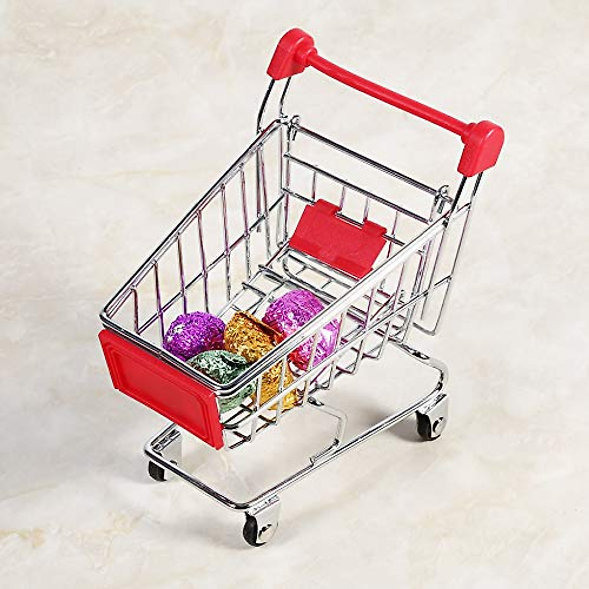 Toy - Cart Toy Parrots Bird Funny Toy Intelligence Growth Mini Supermarket Shopping Cart Trolley(red)