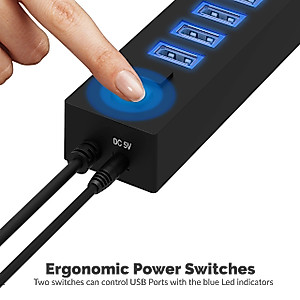 Sabrent 13 Port High Speed USB 2.0 Hub + 4-Port USB 2.0 Hub [90°/180° Degree Rotatable]